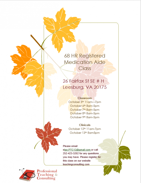 68HR Registered Medication Aide Class – Professional Teaching and ...