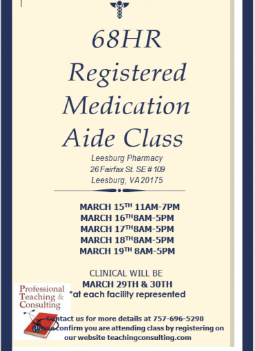 68HR Registered Medication Aide Class – Professional Teaching and ...