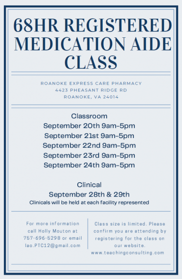 68HR Registered Medication Aide Class – Professional Teaching and ...
